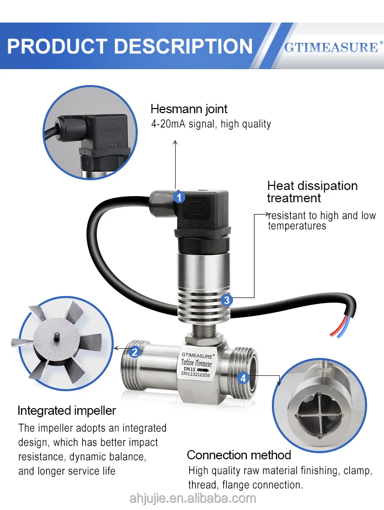 High Precision SS304 Turbine Flow Meter with 4-20ma Output