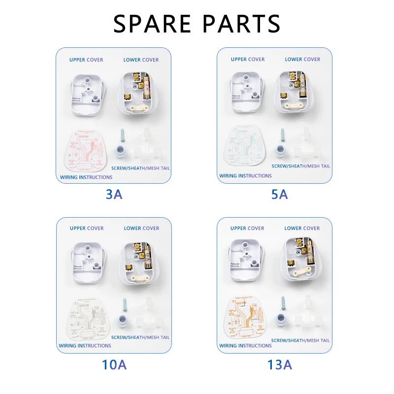 13A 3 Flat PIN Injection Mould Plastic Cover British Fuse Plug Top