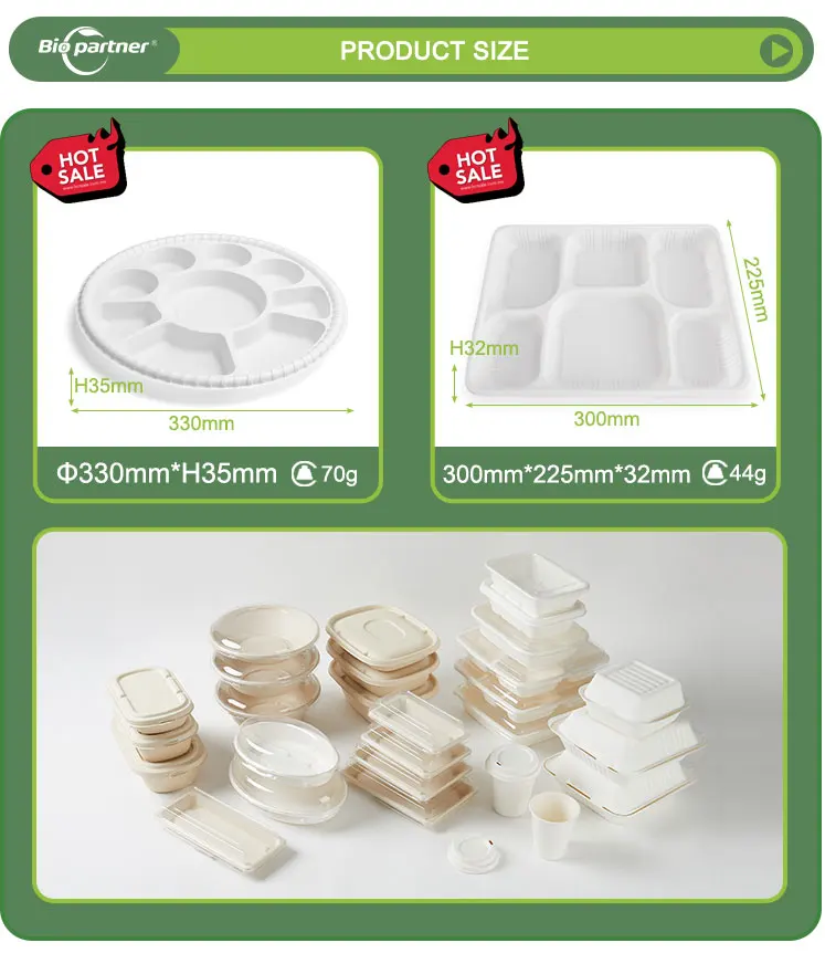 Eco-friendly 6 Compartments Tray - Biodegradable MFPP Plastics