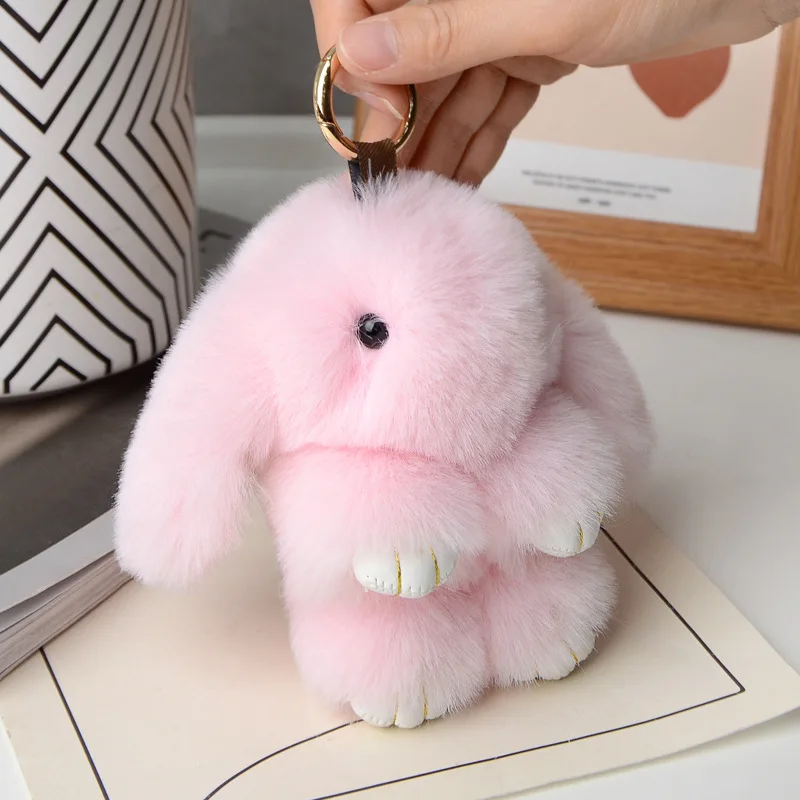 18cm Cute Bunny Keychain - Kawaii Soft Rabbit Fur Pompom