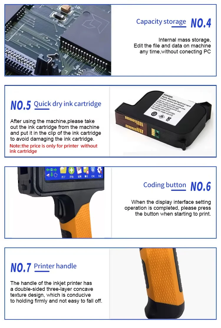 Small Portable Handheld Inkjet Printer with 12.7mm Fast Drying Solvent ...