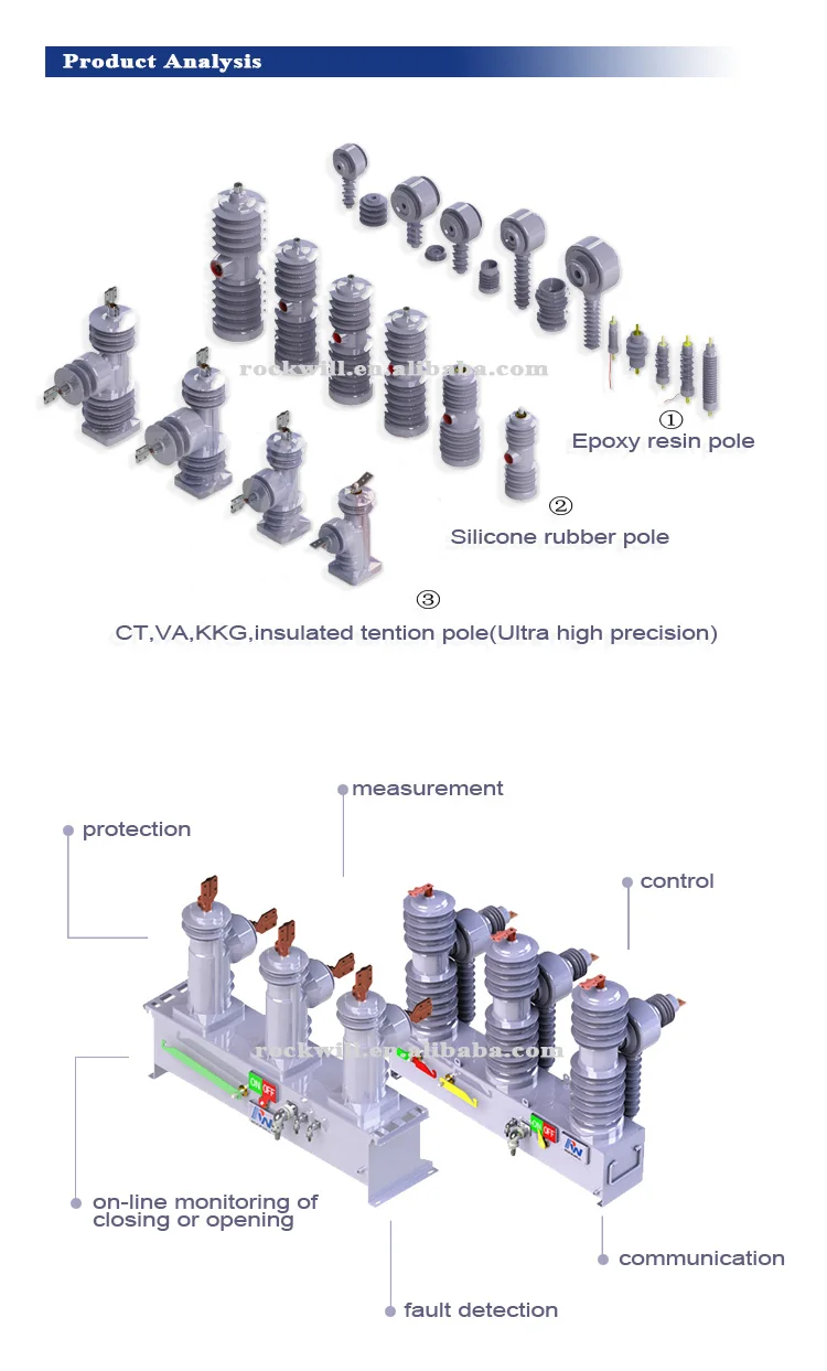 Electrical Equipment Silicon Rubber Bushing Three Phases Auto Recloser ...