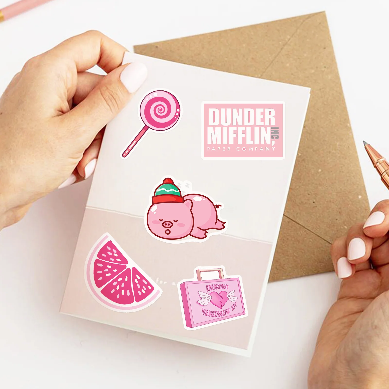 50Pcs VSCO Cute Pink Cartoon Stickers Waterproof Decorate Notebook ...