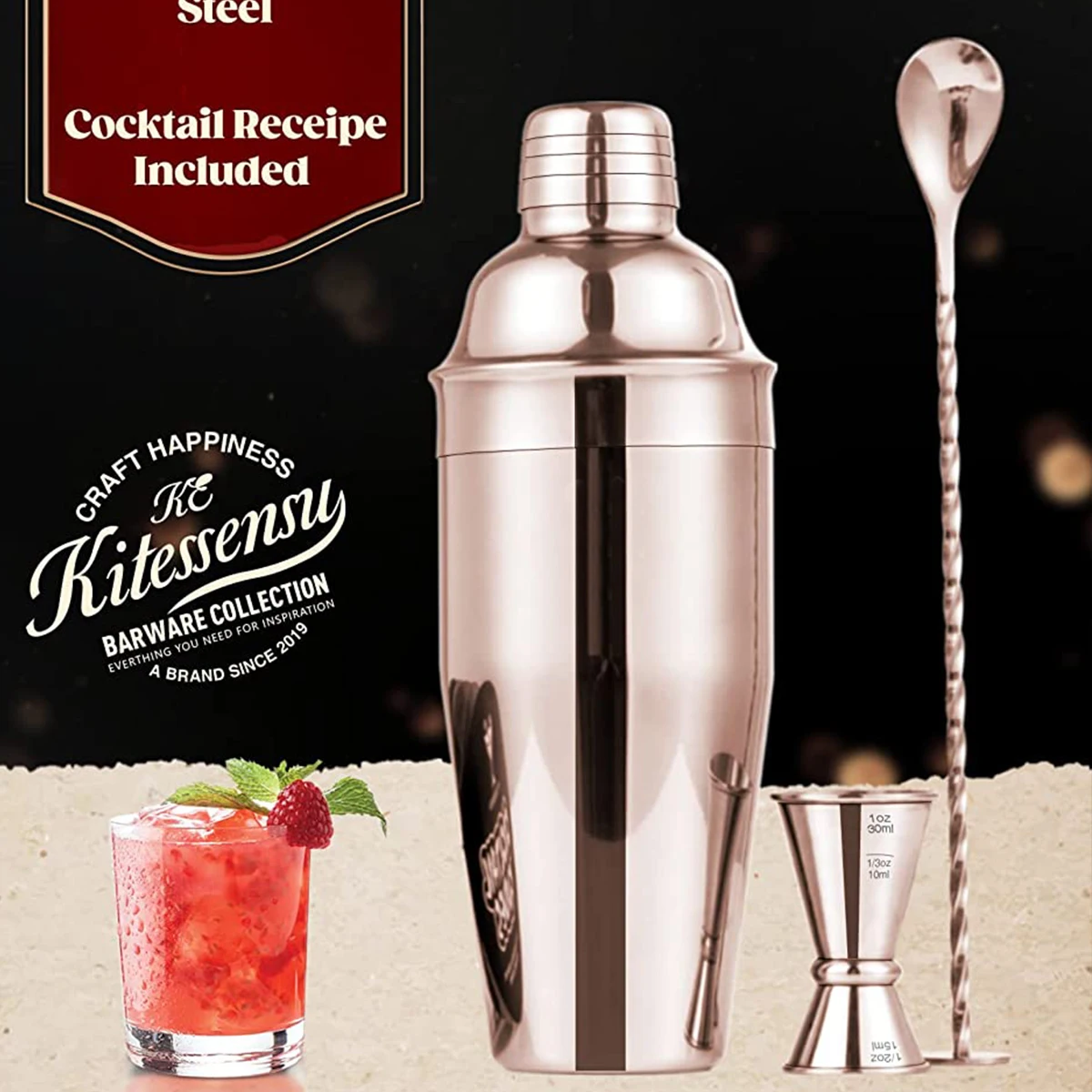 Forneed Factory Made Gold Plated Unique Martini Custom Logo Bar Tool ...