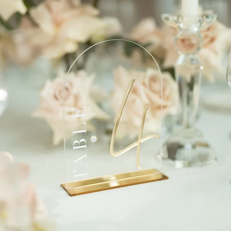 Modern Gold Mirror Acrylic Table Numbers Clear Frosted White Black ...