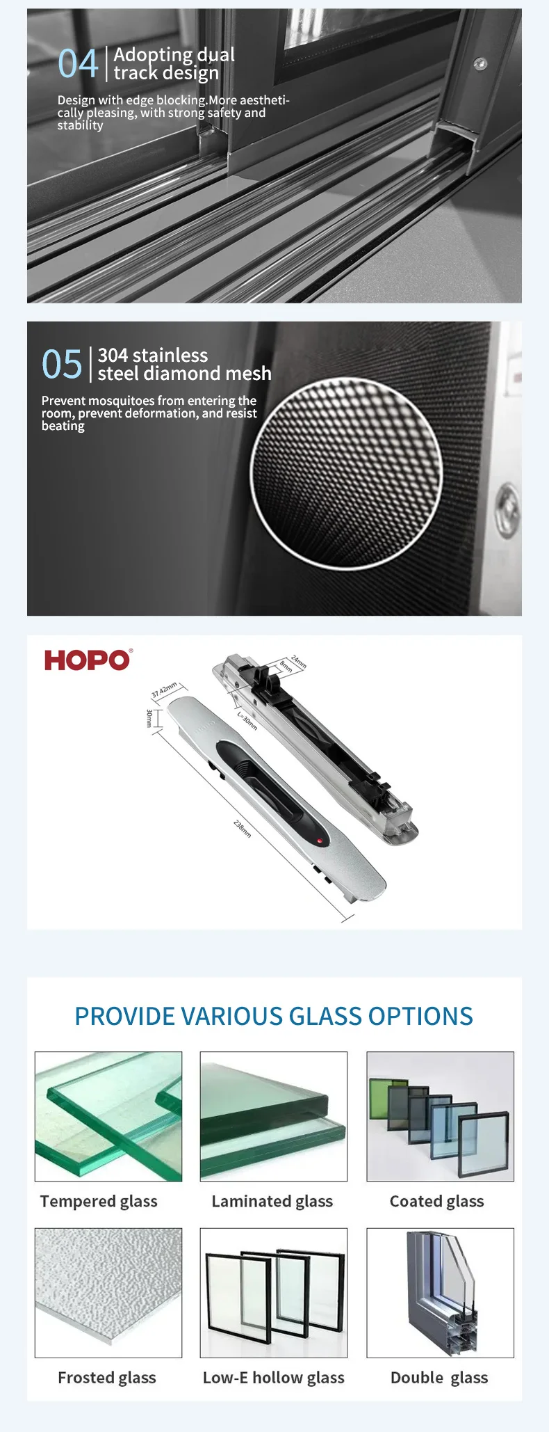 Modern Design Aluminium Windows Design 3 Tracks Sliding Window Double ...