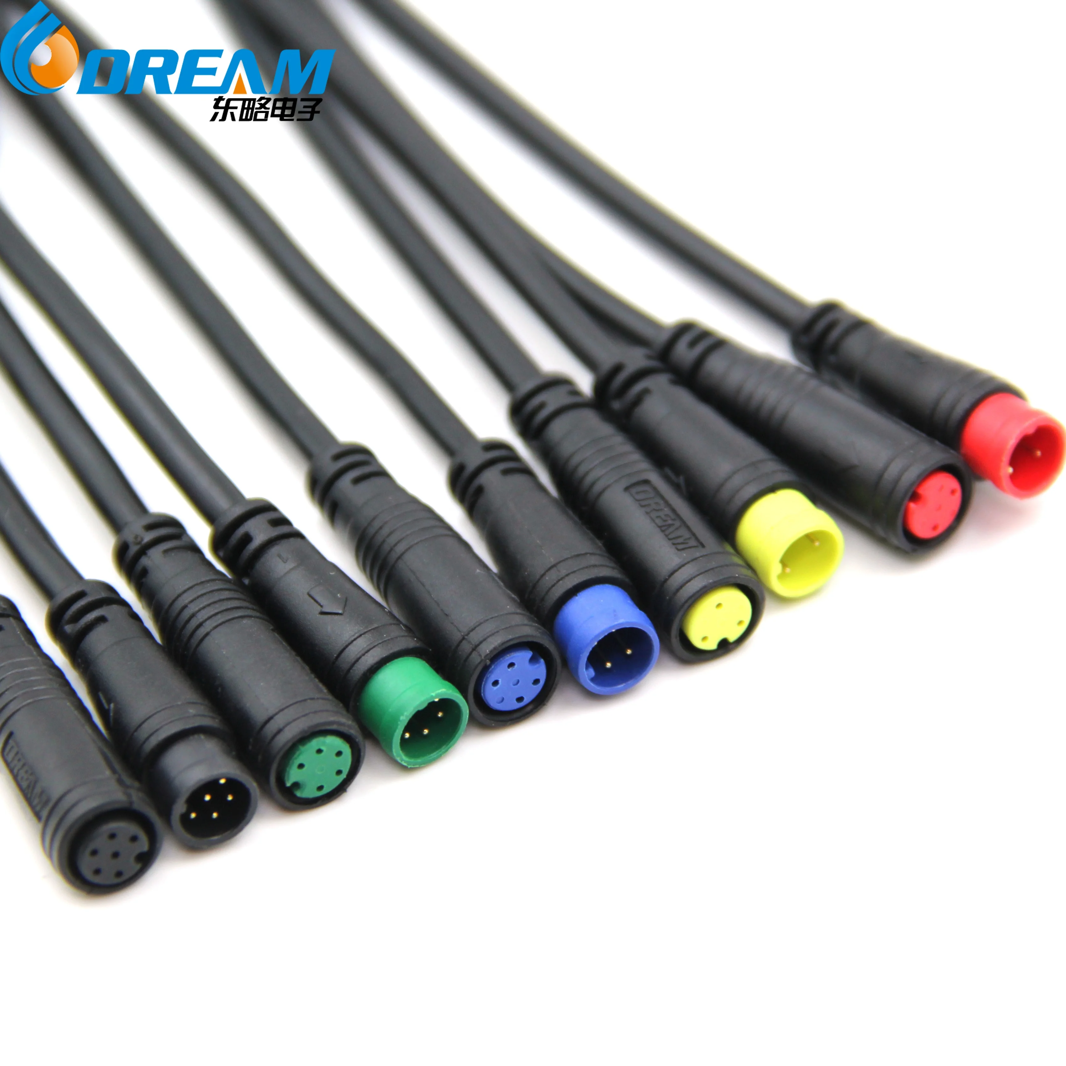 Ebike Cable Connector Factory M6 2 3 4 5 6 Pin E-bike Pvc Wire Waterproof Male Or Female Ip65 ...