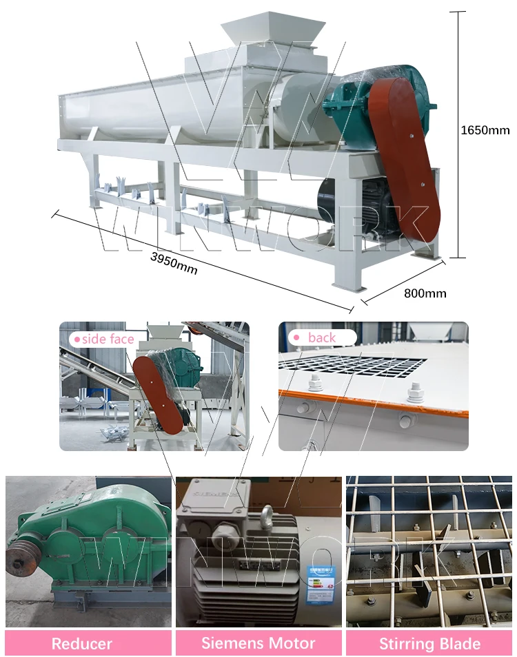 Winwork Horizontal Feed Mixer Poultry Waste Fertilizer Mixing Machine ...