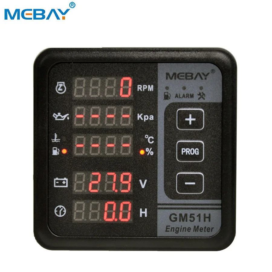 Mebay Digital Engine Meter Tachometer Voltmeter Gm51hr With Low Oil ...