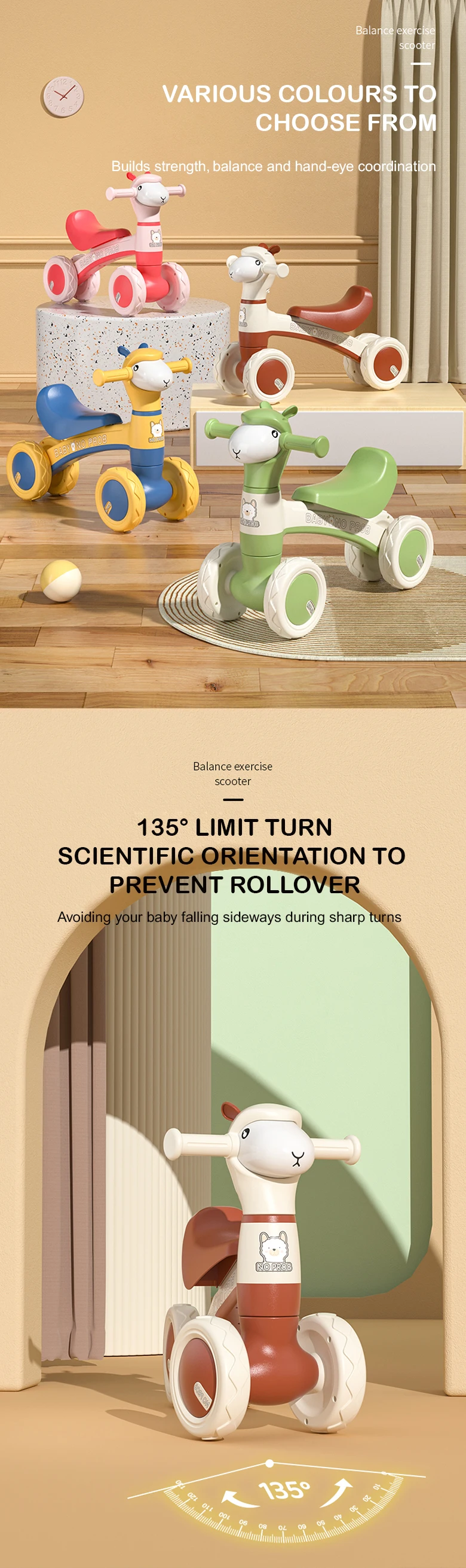 4 Wheels Foot Children's Sliding Baby Balance Bike Walker Ride On Car ...