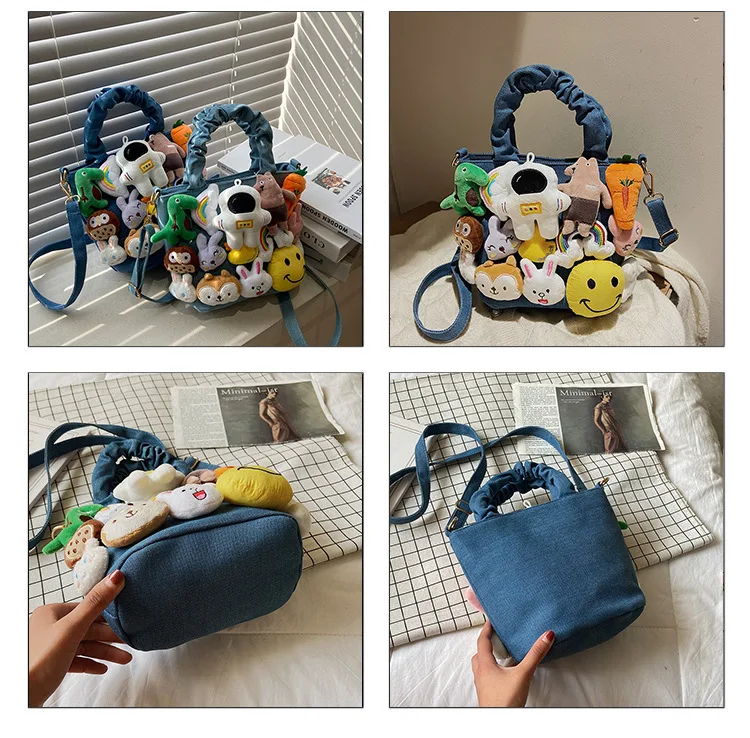 Splicing Adjustable Strap Color Block Oxo Cloth Pleated Carry Handle ...