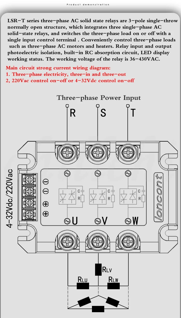 Three-phase Ac Solid State Relay 200a/380v Lsr-th3z200d3 Dc Control Ac ...