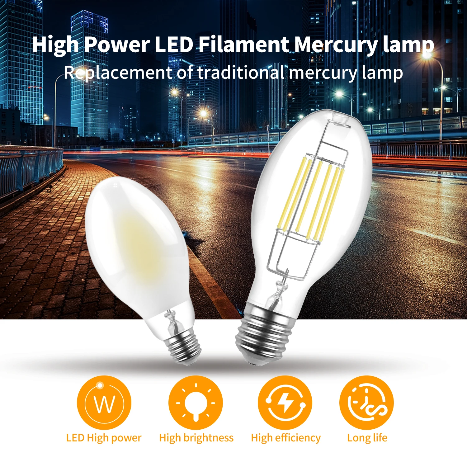 High Quality E40 High Power 50W Clear LED Filament Mercury Lamp for ...