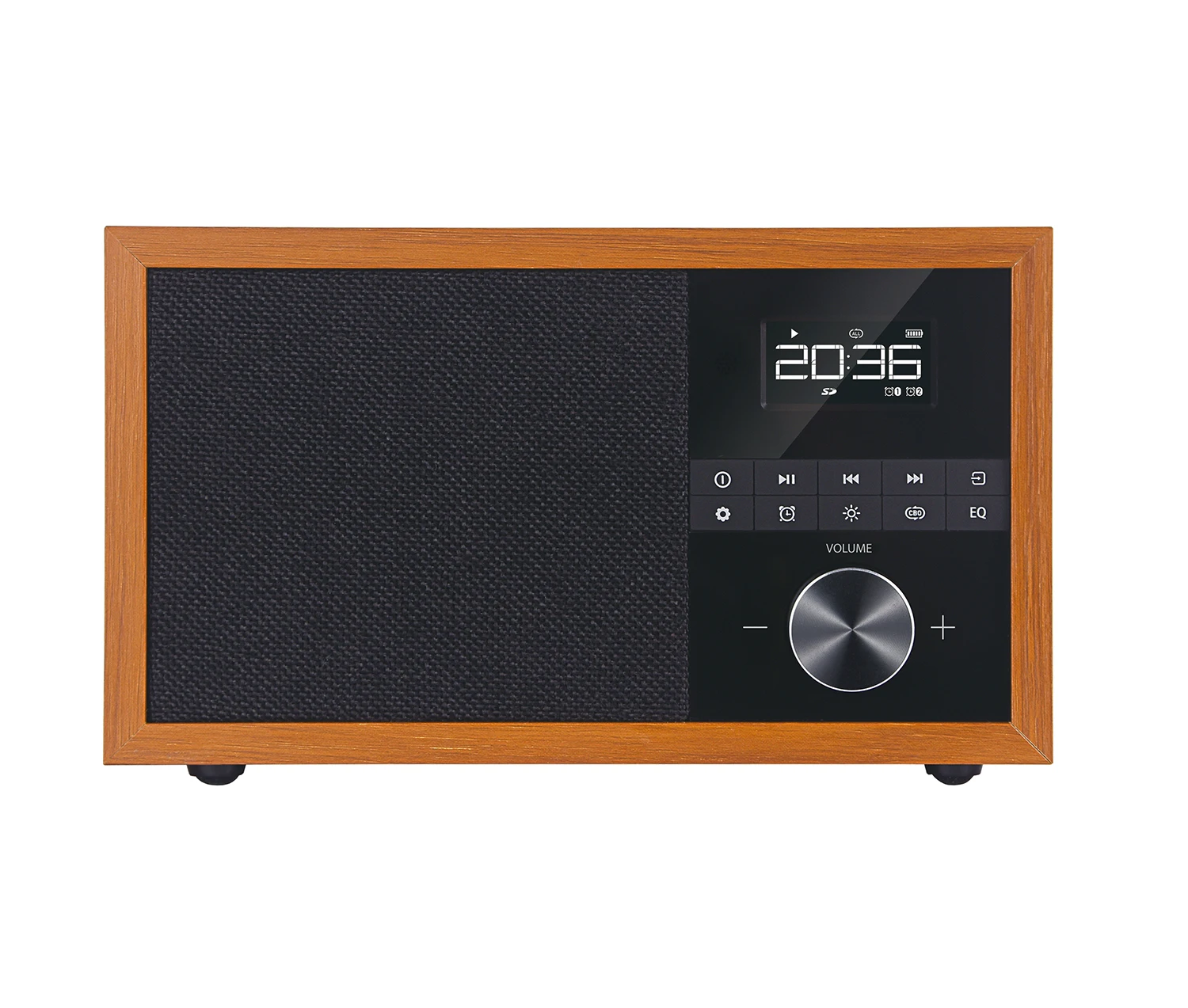 Home Radio Wooden Wireless Speaker Usb / Tf Playback Dual Alarm Clock ...
