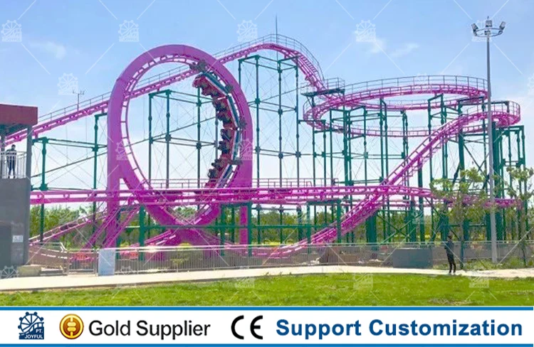 Large Scale 16-Person Roller Coaster Three Rings Loop Amusement Park Rides Steel Construction ...
