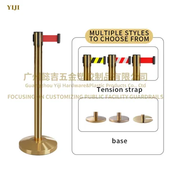 Titanium Gold Stanchions Hotel Line Queue Pole Barrier Retractable Belt ...