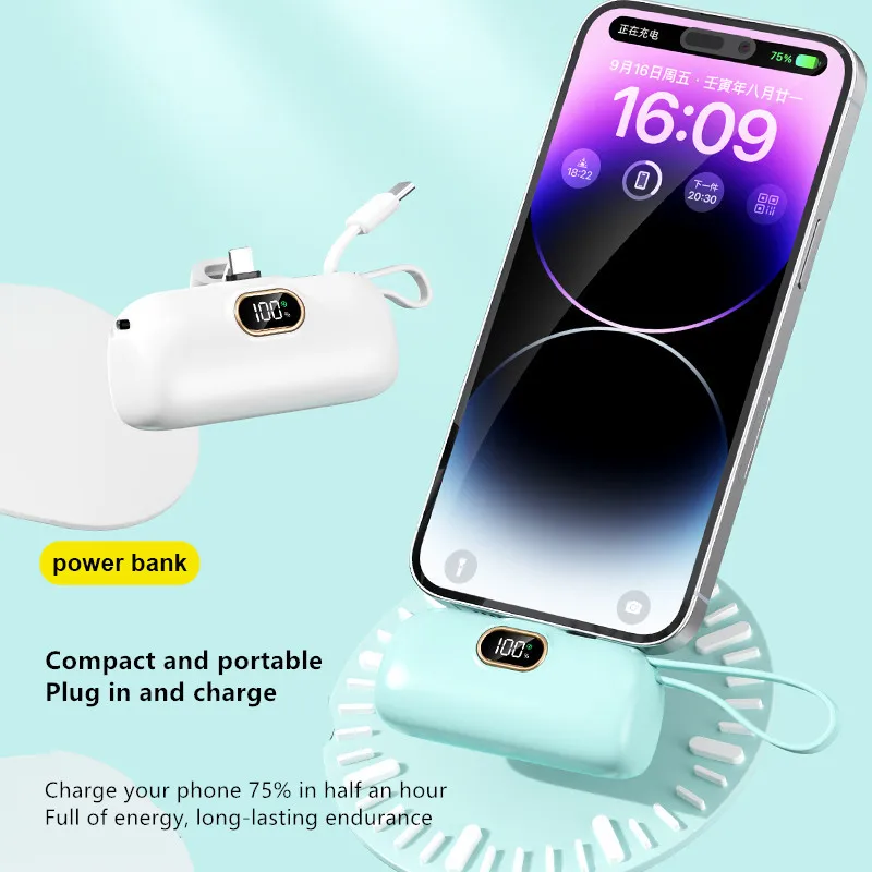 Mini Power Bank Small Capsule 5000mah Pocket Power Bank Compact Build ...