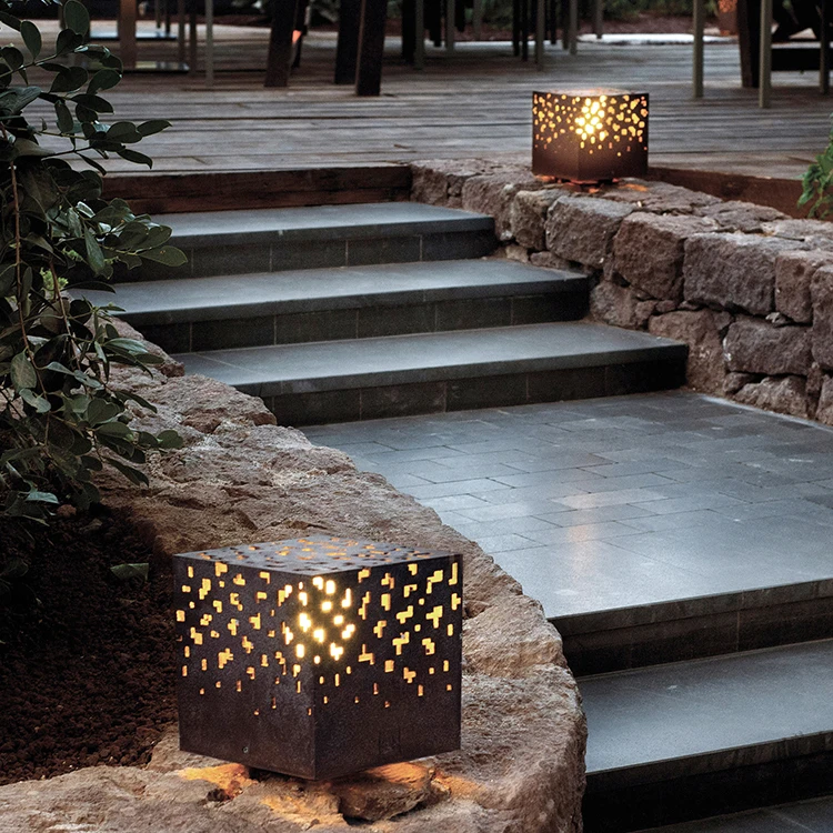 Outdoor Corten Lightbox With Copper Color Lights - Buy Led Metal Light ...