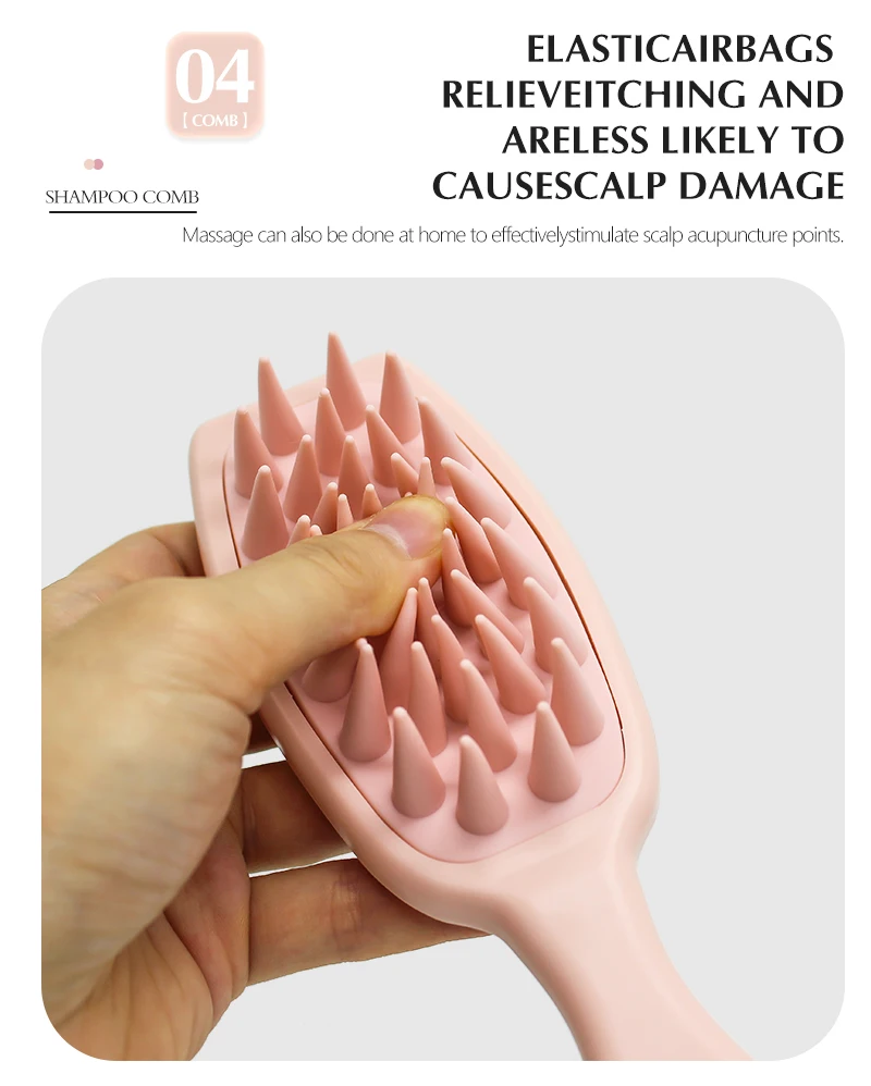 Soft Silicone Bristles Detangling Shampoo Hair Brush