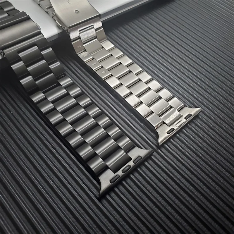 Classic Three Beads Stainless Steel Watch Band Solid Metal Link Watch ...