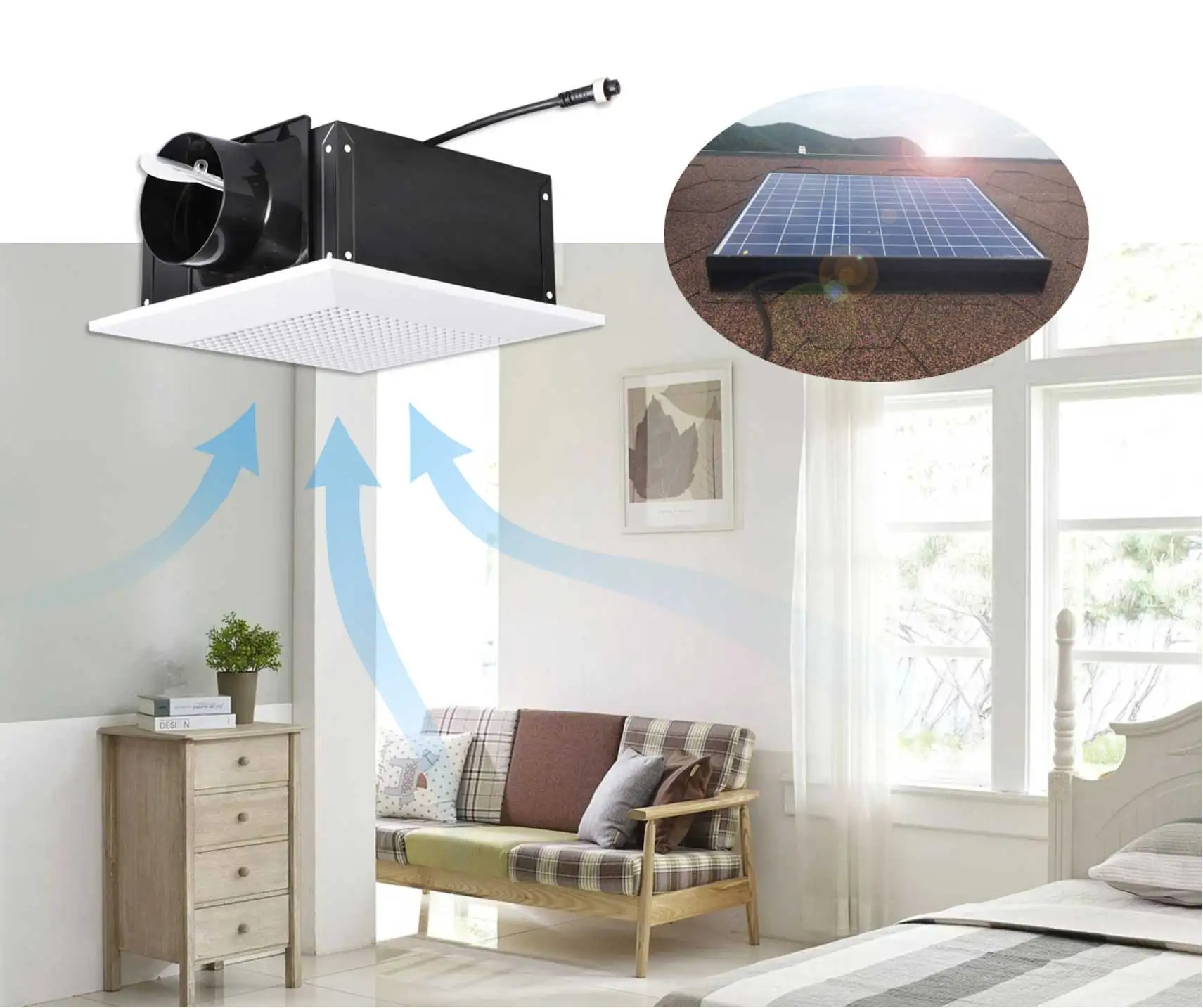 Energy-saving Solar Powered Centrifugal Ventilation Air Vent Ceiling ...