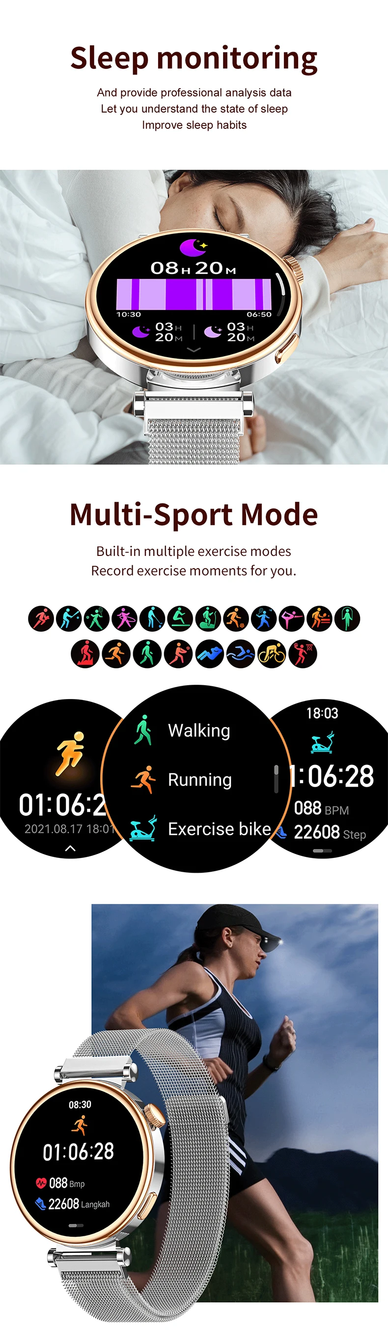 Gt4 Mini Fashion Lady Smart Watch 2024 1.3inch Screen Amoled Bt Call ...