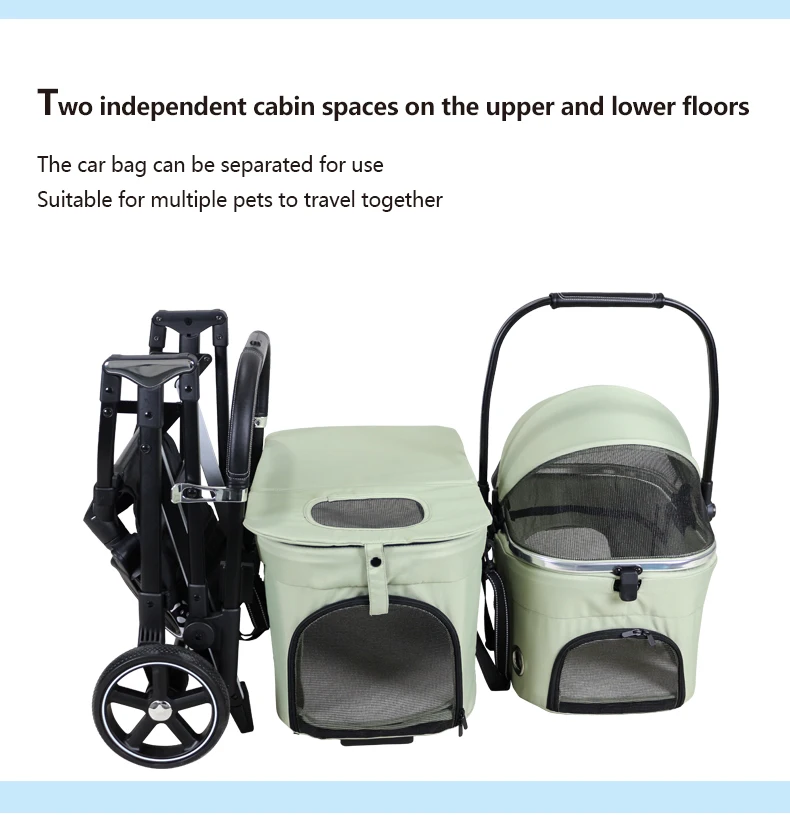 Luxury Foldable Pet Stroller with Detachable Wheels for Dogs & Cats ...