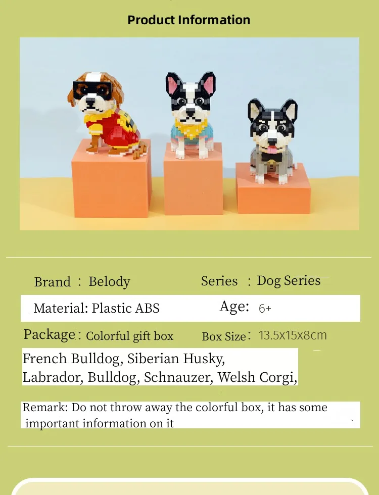 DIY Mini Cartoon Character Building Blocks - Pet Dogs
