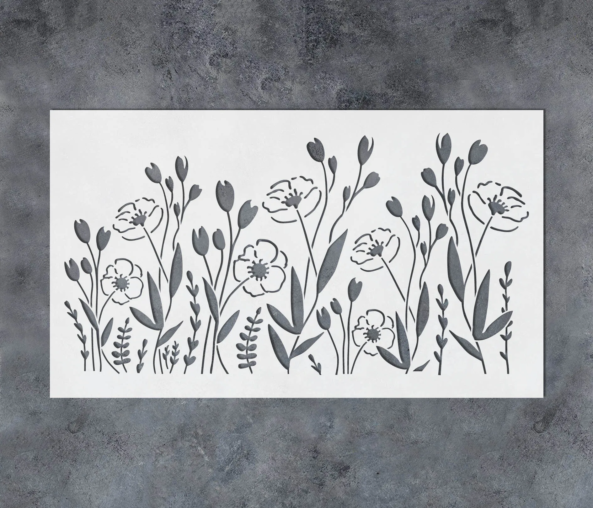 Floral Wall Stencil - Eco-Friendly PET Material for Painting