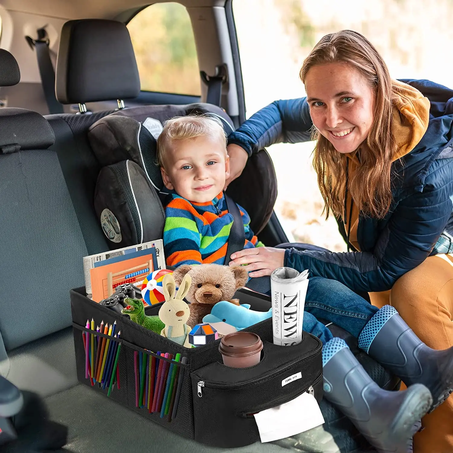 Car Seat Organizer - Passenger Organizer,Cup Holders For Front Seat Or ...