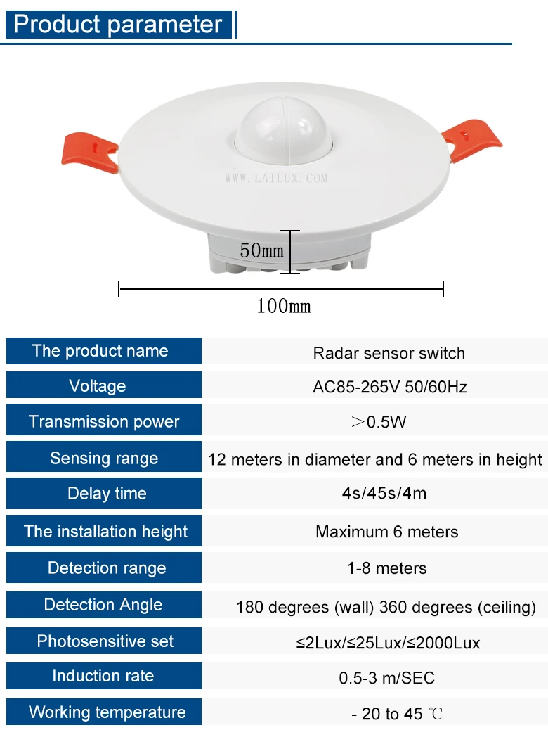 360 Degree Radar Sensor Switch 110v 220v Stair Aisle Microwave Radar ...