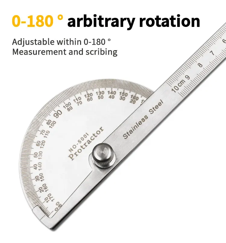 180 Degree Protractor Metal Angle Finder Angle Ruler Woodworking Tools ...