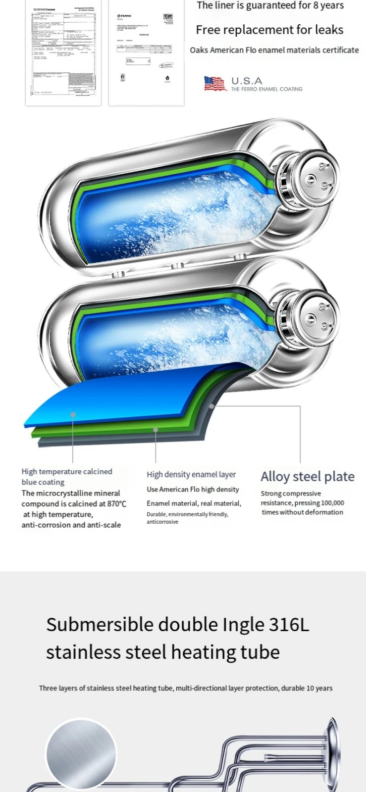 Auto-protection Tankless Electric Water Heater Led Display 80l Electric ...