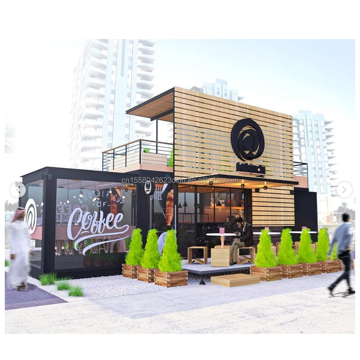 Detachable 20ft & 40ft Steel Sandwich Panel Coffee Shop Kiosk Designs ...