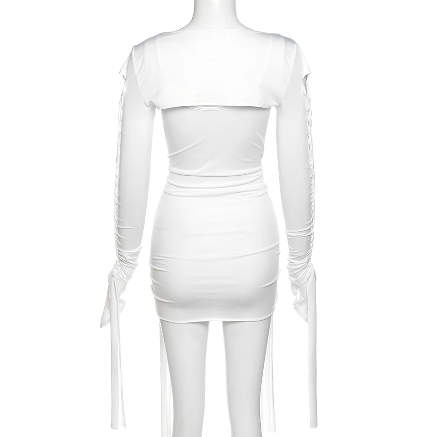 24362 Winter Clothes Ribbons See Through Sexy Wrapped Chest Vestido ...