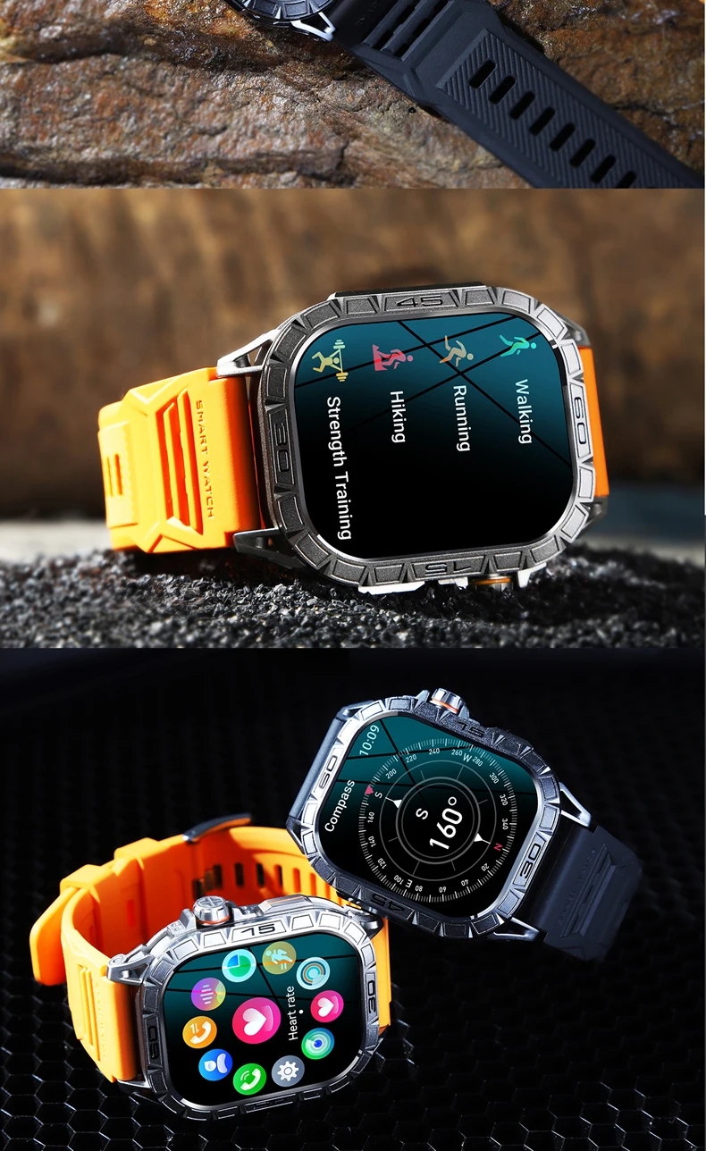 Smart Watch 1.96 Inch Amoled Hd Screen Bt Calling Smartwatch Outdoor ...