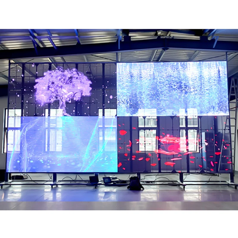 Indoor Glass Window Transparent LED Film Display P3.91 Mall Bar Glass ...
