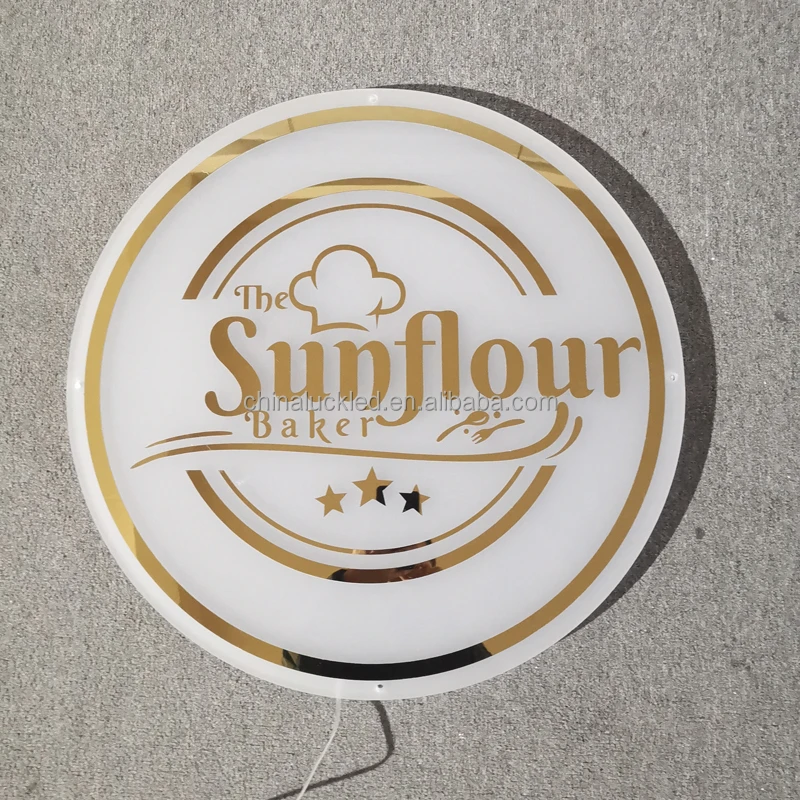 Round Acrylic Backlit Logo Sign for Salon Rectangular Decor With ...
