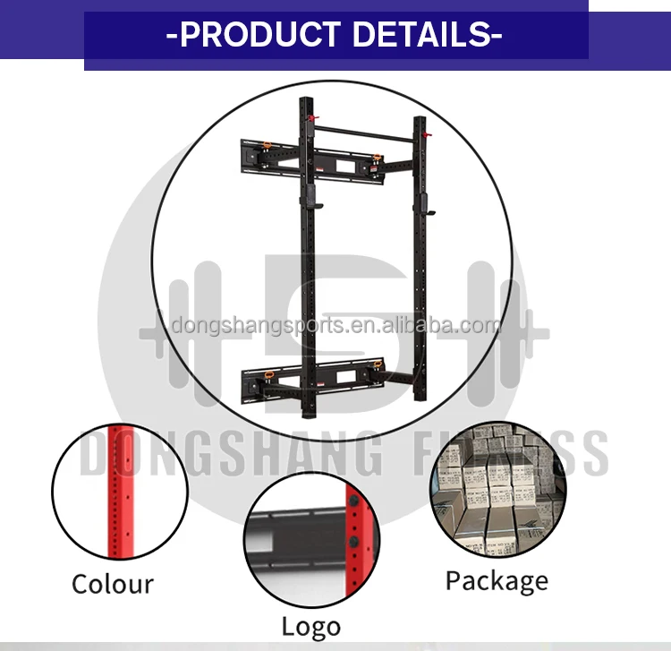 Fold Back Wall Mount Squat Rack Power Cage Squat Rack With Adjustable ...