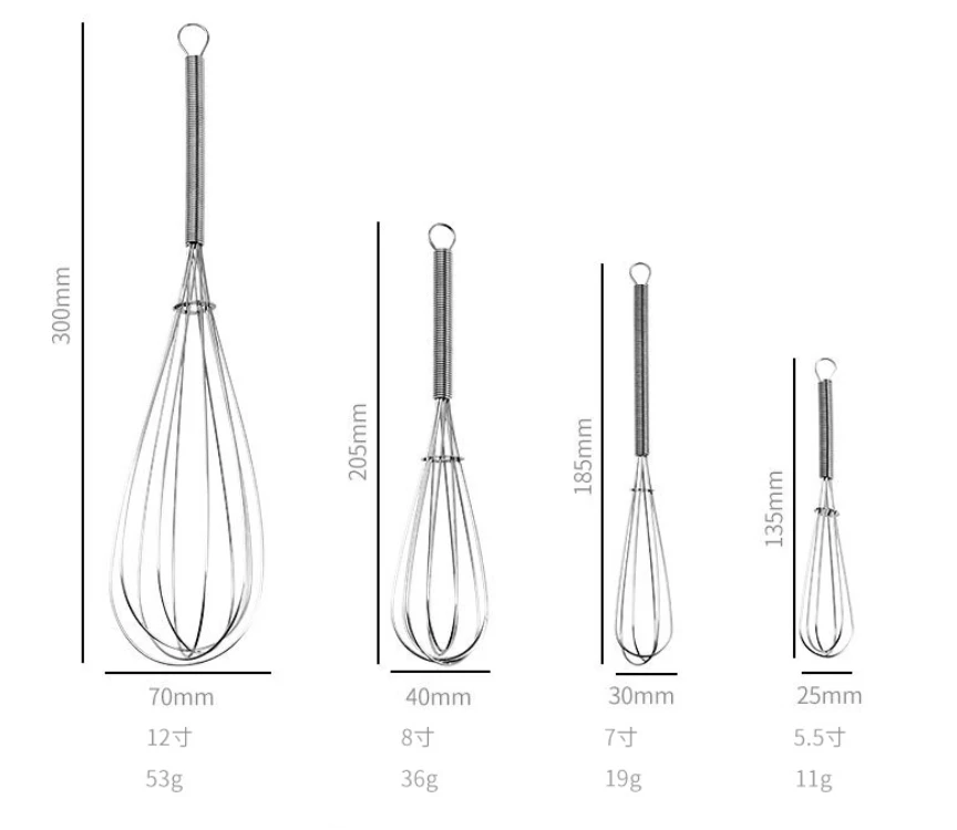 Besafe Rust-proof Stainless Steel Balloon Wire Whisker Egg Whisk Hand ...