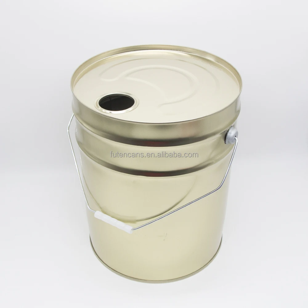 Wholesale 20 Liter Gold Metal Printed Bucket - 5 Gallon Paint Pail