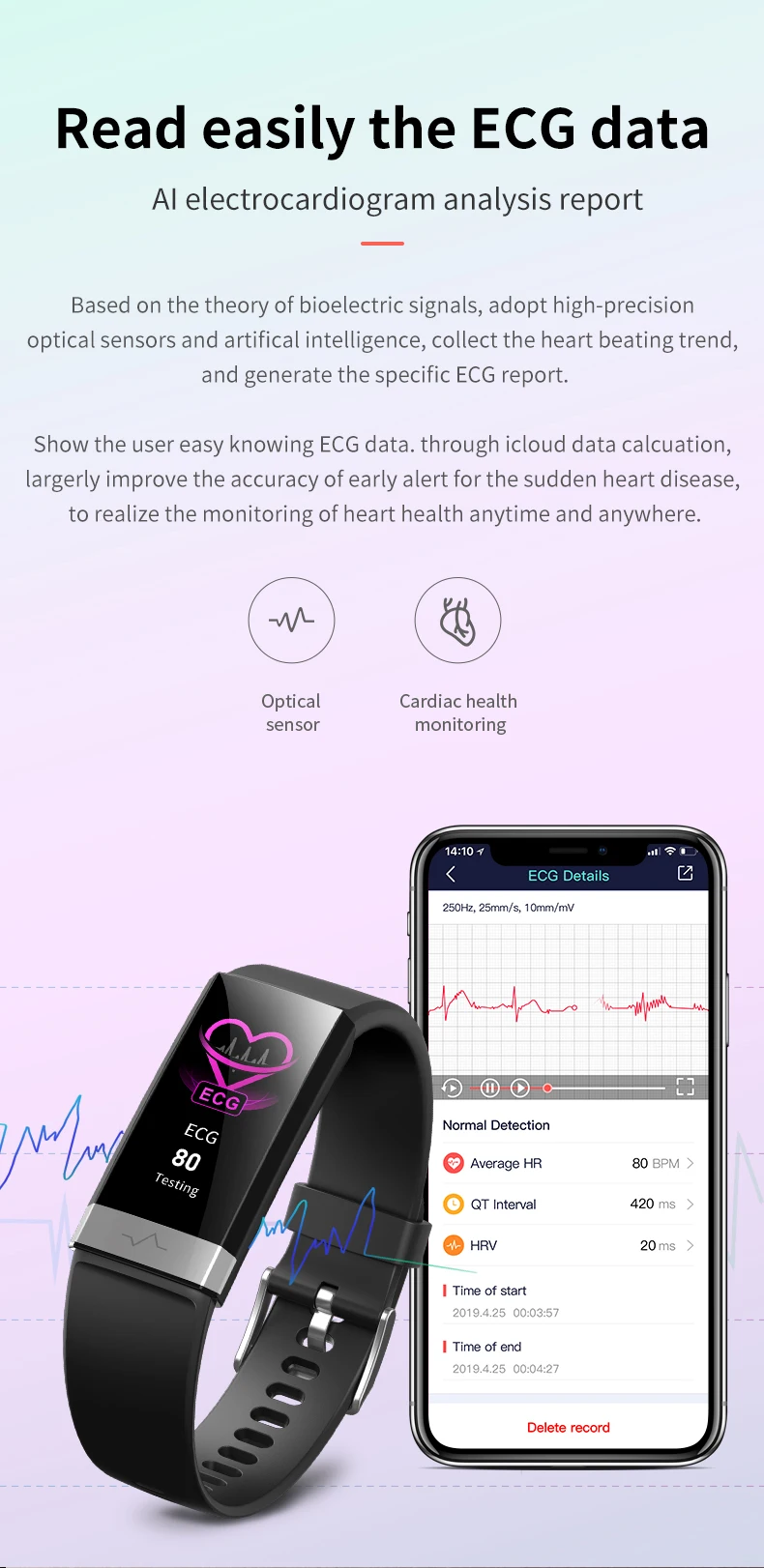 New Design V19 Ecg+ppg Medical Smart Watch Band With Heart Rate And ...
