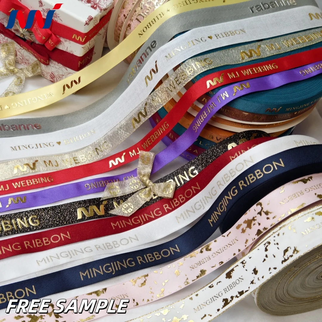 Custom Grosgrain Satin Ribbon 3d Gold Foil Print Luxury Eco-friendly ...