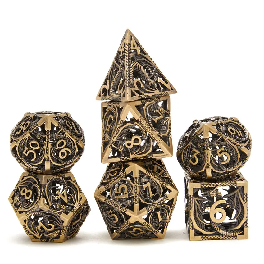 Horror Skeleton DND Hollow Metal Polyhedral Bone Dice Set
