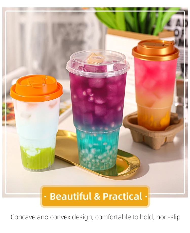 1000ml Torch Shaped Design Bubble Tea Packaging Disposable Cold Drinks ...
