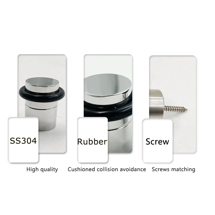 Stainless Steel Heavy Duty Wall Protector Rubber Floor Mounted Stopper ...