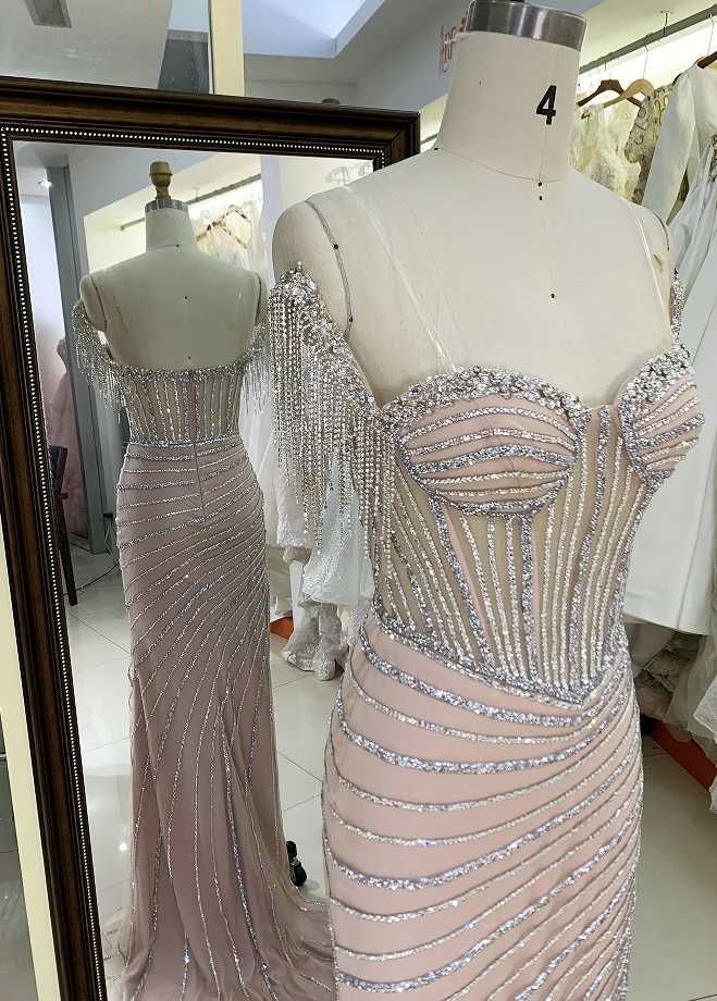 New Beading Line Boning 2024 Fitted Prom Dress Evening Dress For Woman ...