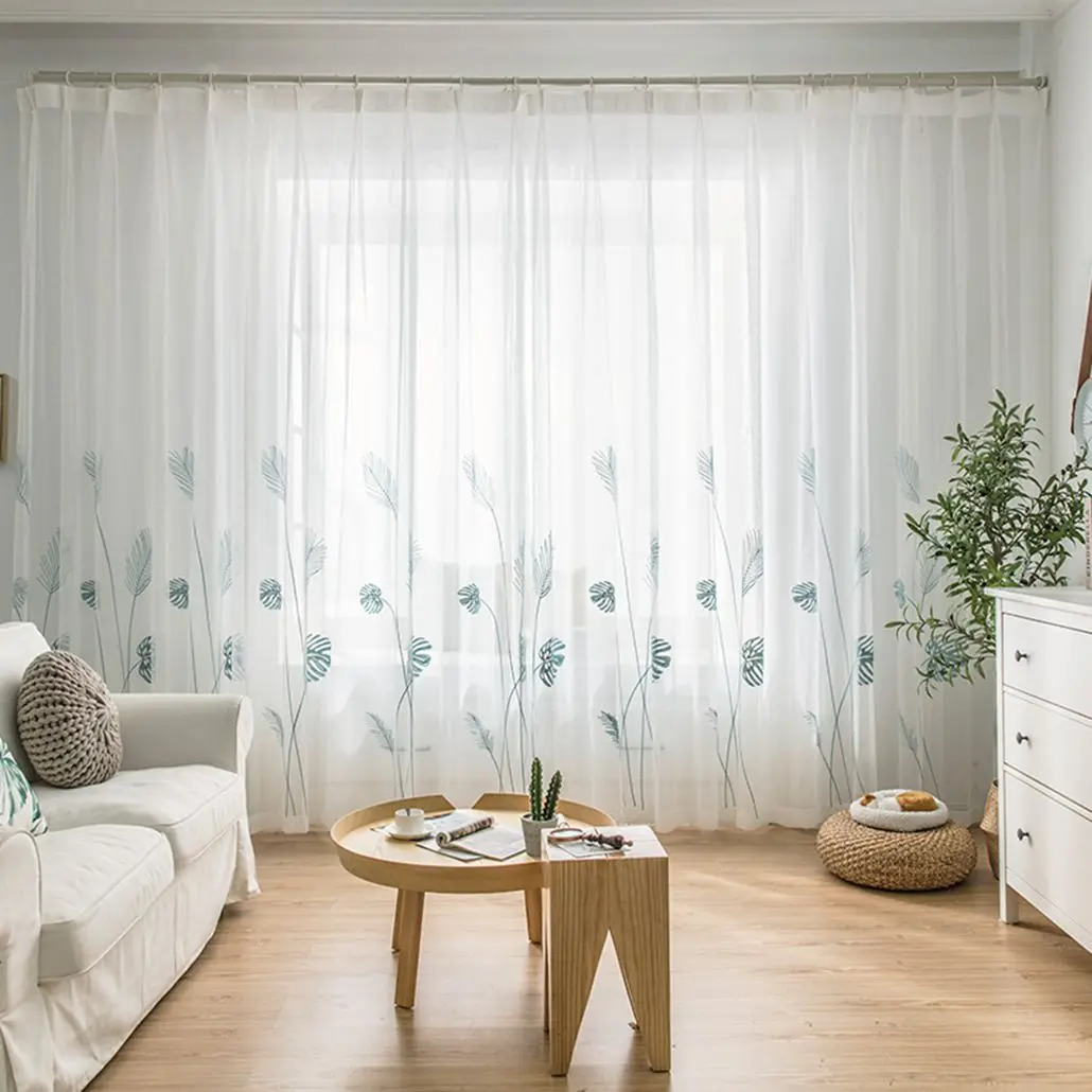 Wholesale Embroidered Sheer Window Decorations Voile Curtains