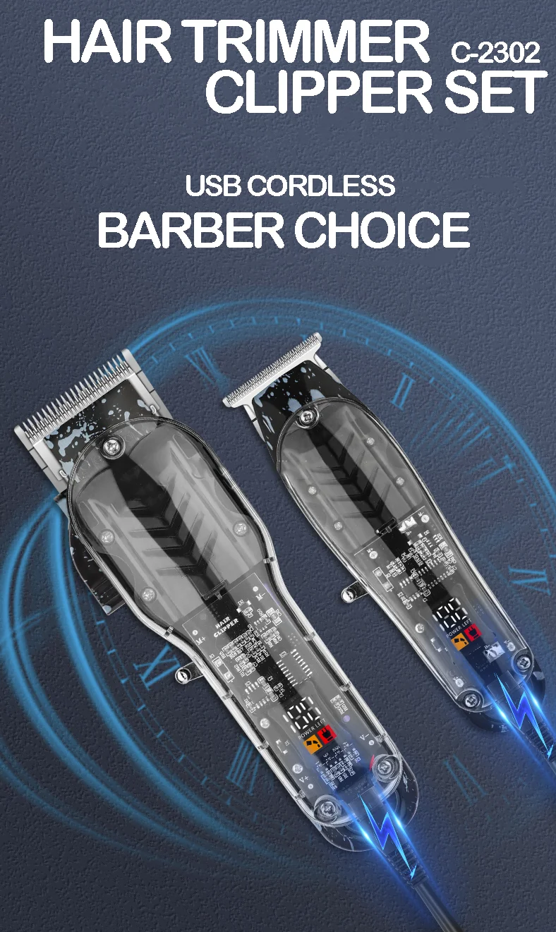 Best Transparent Hair Trimmer Clippers Sets for Men USB Cordless ...