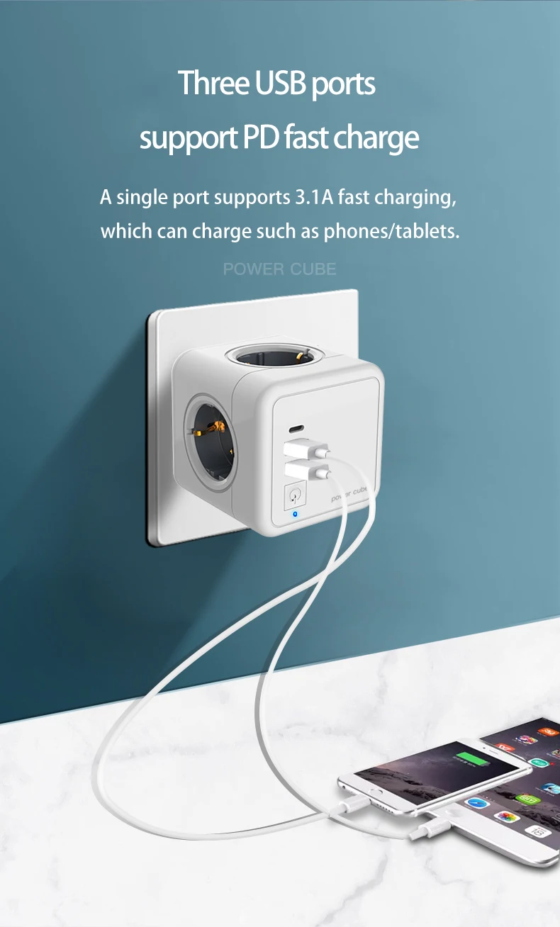 Socket Power Cube / Socket Block / Multiple Sockets In Cube Shape With ...